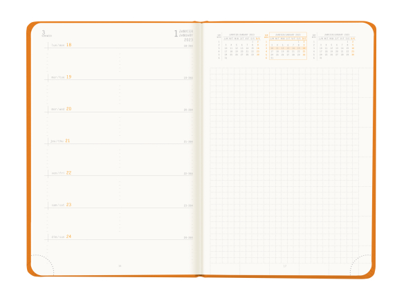 AGENDA WEBPLANNER SEMAINIER ORANGE RELIE 14.8x21cm *2023*